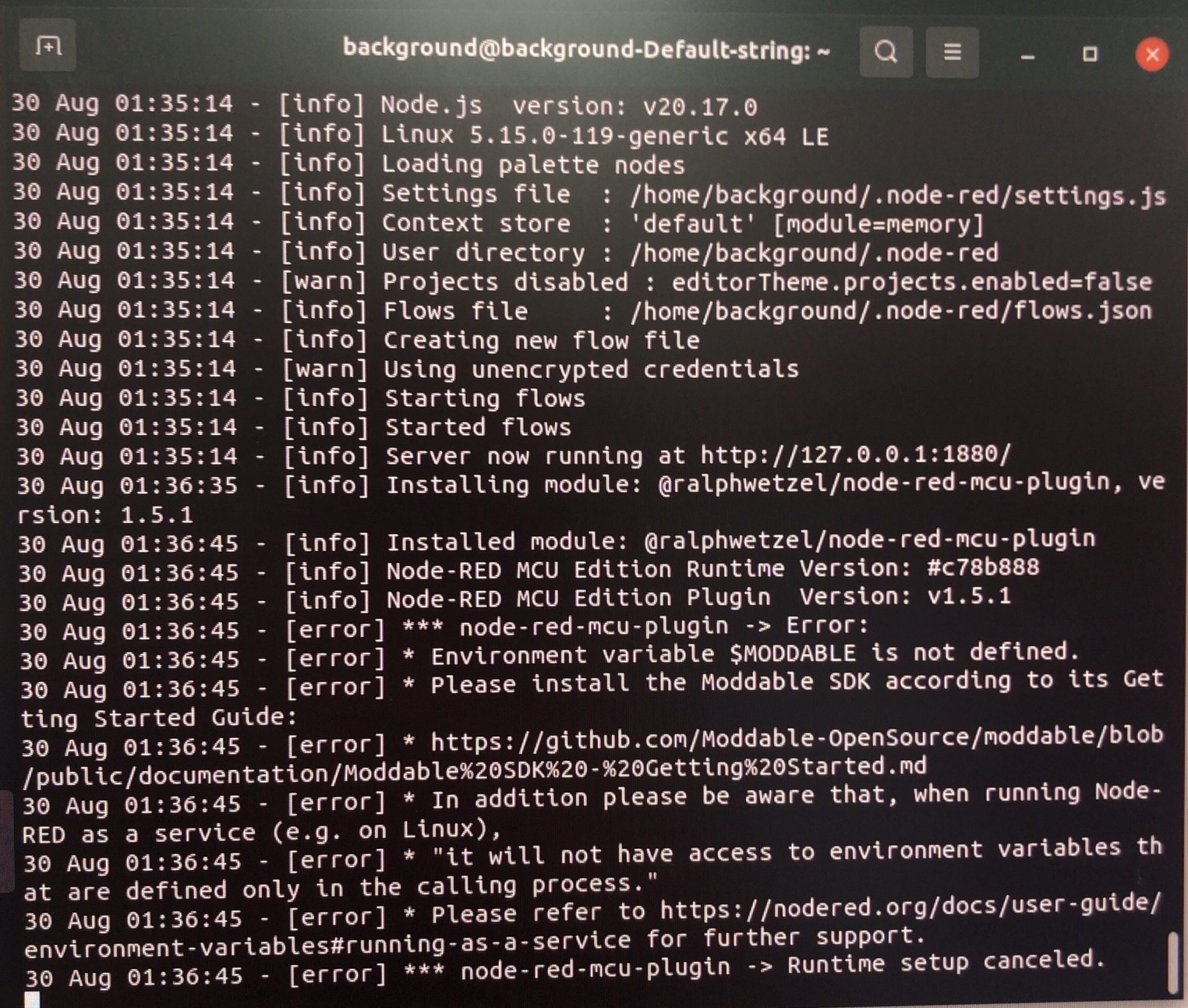 Node-RED MCUの環境を構築する（ESP-IDF v5.3対応版、Ubuntu Desktop 20.04） - 趣味的ロボット研究所